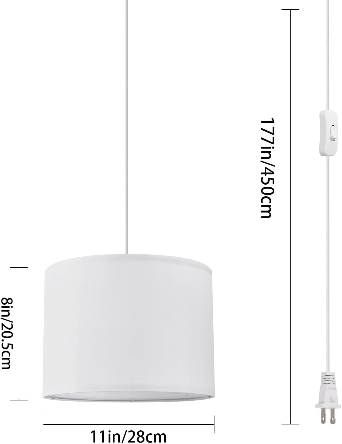 THESG-2 Pack Plug in Pendant Light, 15 FT Hanging Lamp with Plug in ...