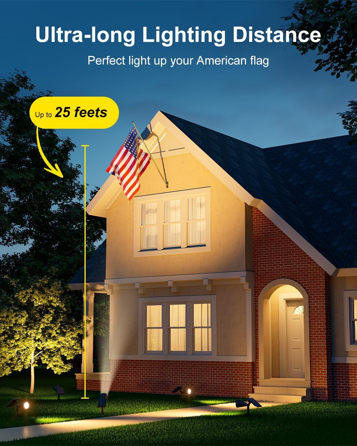 THESG-2 Pack Solar Spotlights Outdoor Waterproof for Flag, Tree, Statue ...