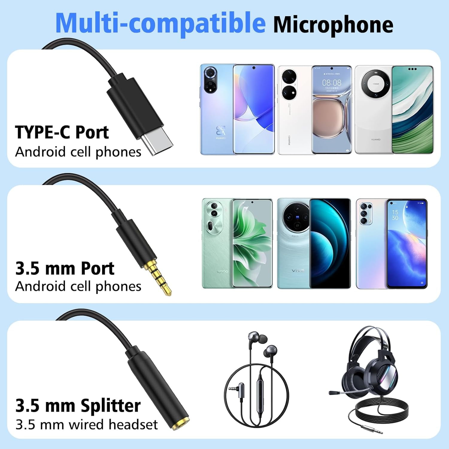 THESG-2-in-1 Mini Microphone for Android, iPhone 15, Laptop and PC ...