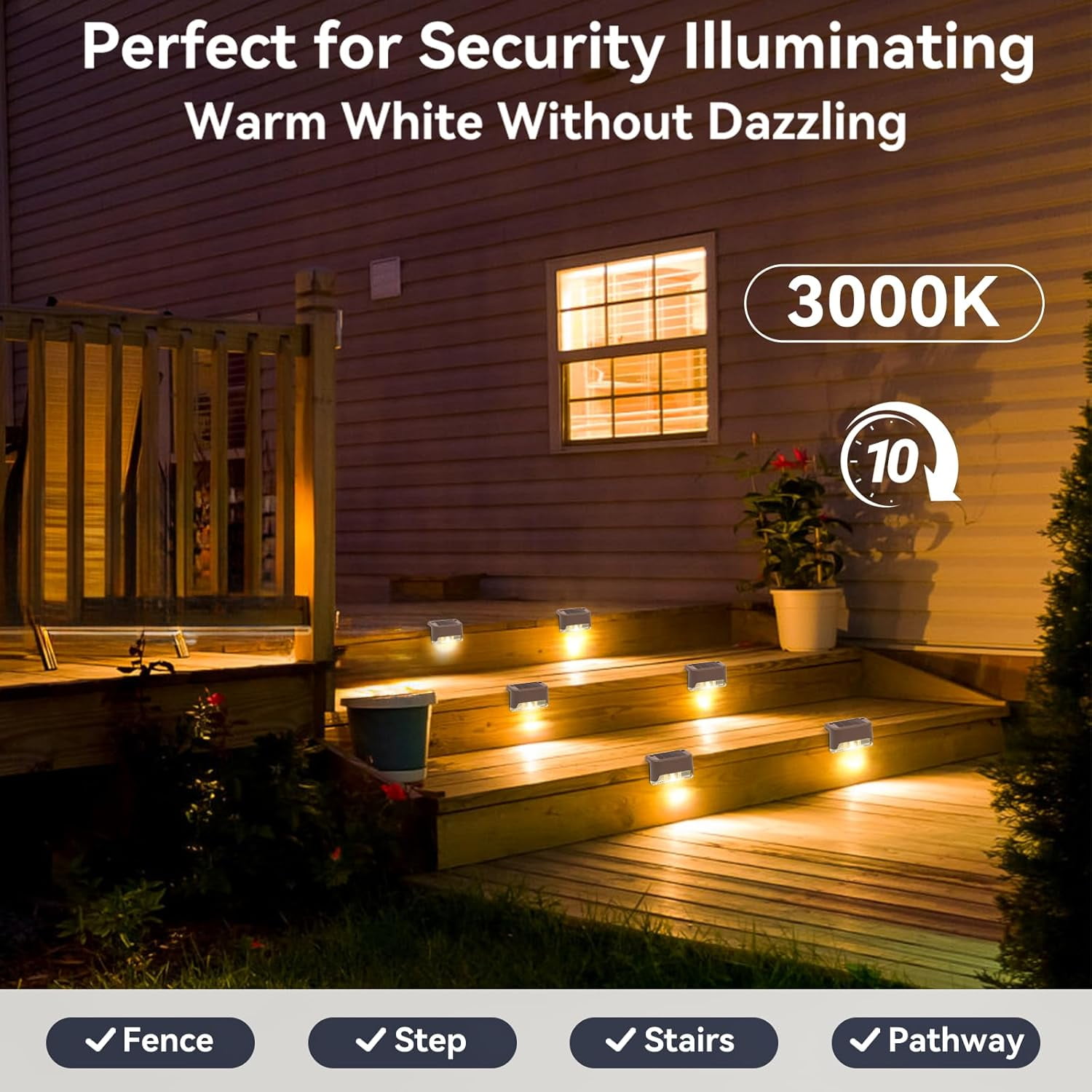 THESG-20 Pack Solar Fence Lights Outdoor for Step, Deck, Stairs ...