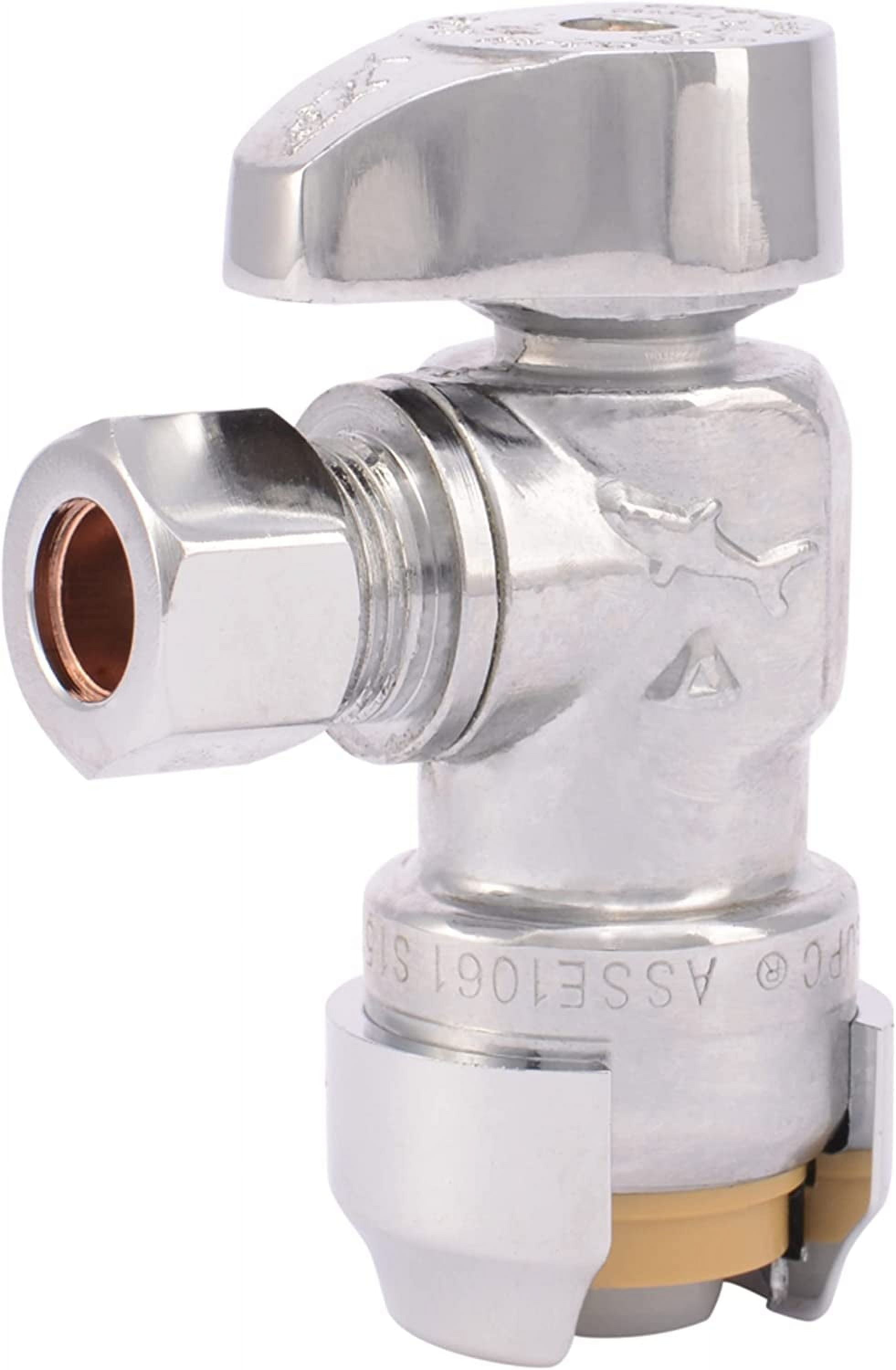 THESG-23036-0000LF Brass Push Angle Stop, 1/2 in. x 3/8 in. Compression ...