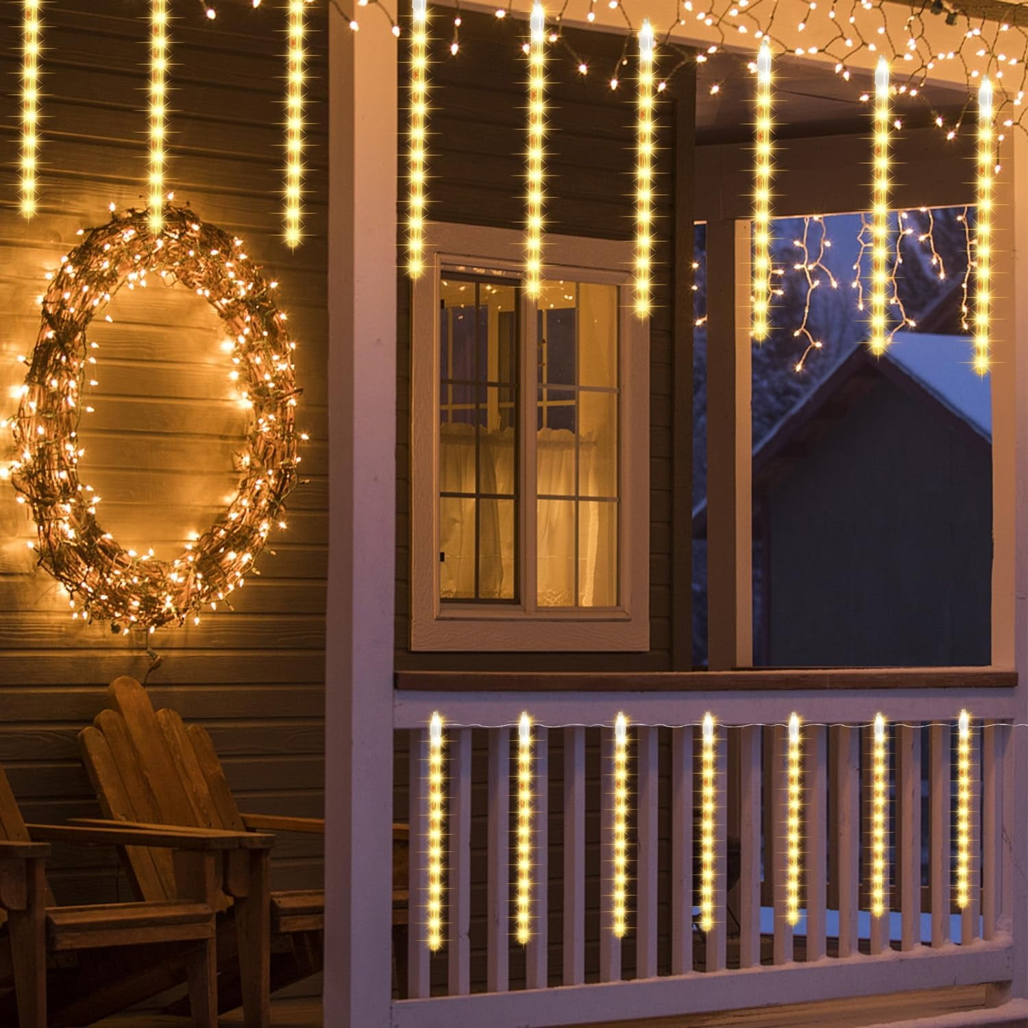 THESG-24 Tubes Meteor Shower Lights, Outdoor Icicles Christmas Lights ...