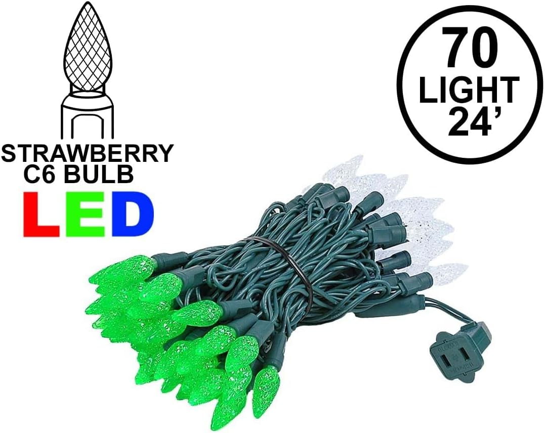 THESG-24FT 70 LED C6 LED Christmas String Lights, Outdoor Christmas ...