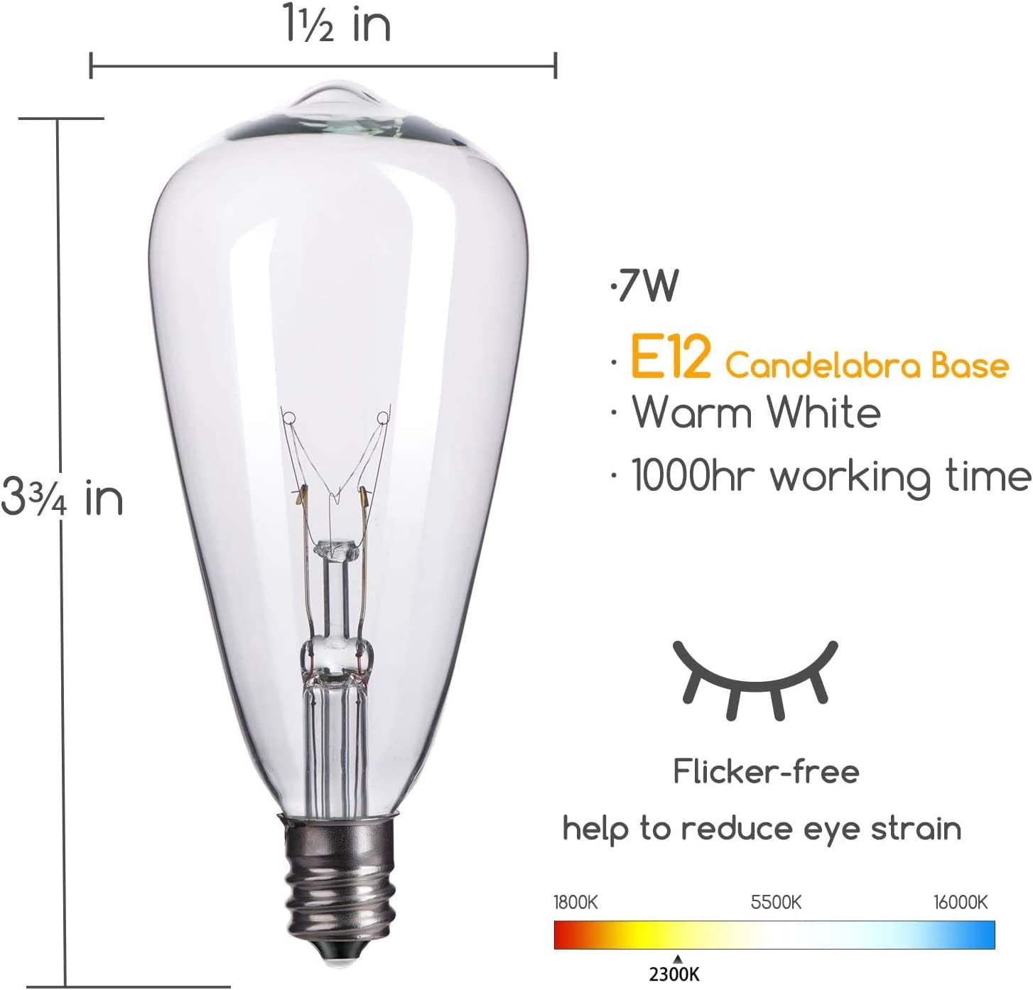THESG-25-Pack Edison Replacement Light Bulbs,7-Watt E12 Candelabra Base ...