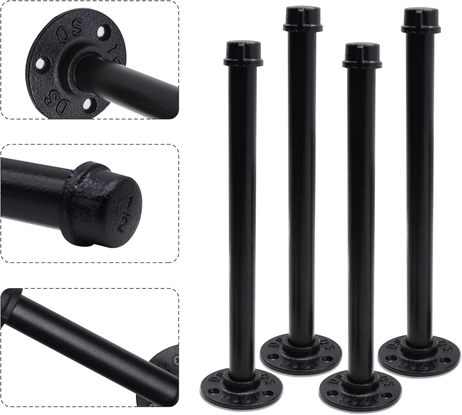 THESG-3/4" Industrial Pipe Wall Mounted Clothing Rack, Heavy Duty ...