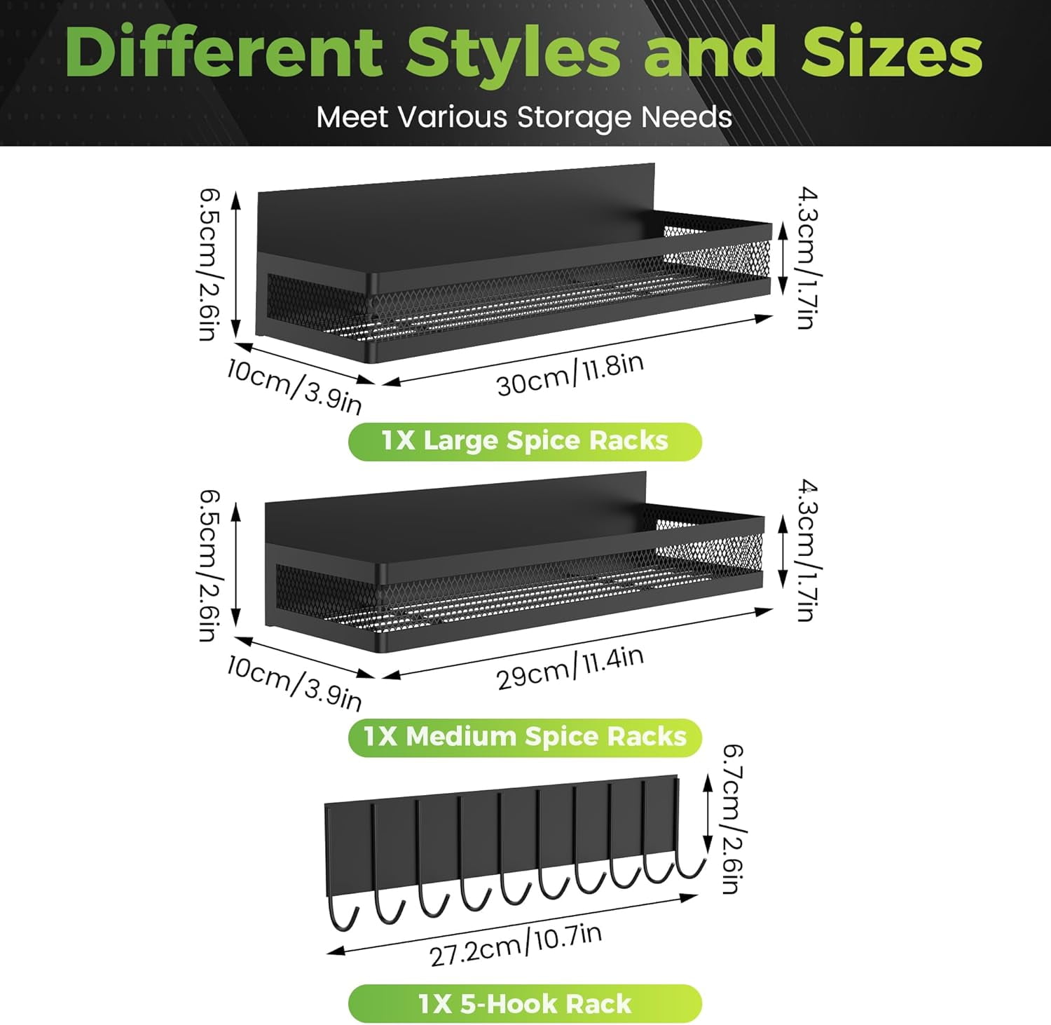 THESG-3 Pack Strong Magnetic Spice Rack for Refrigerator on Oven ...