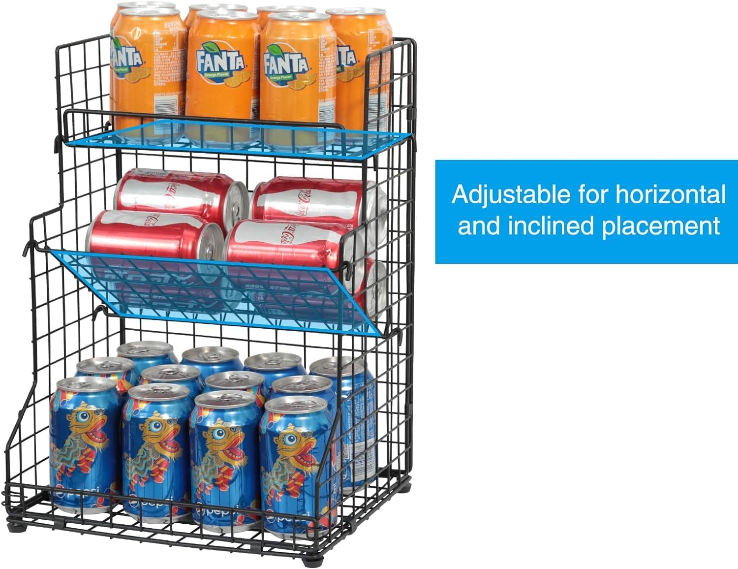 THESG-3-Tier Snack Organizer Rack Bins with Adjustable Tilting Design ...