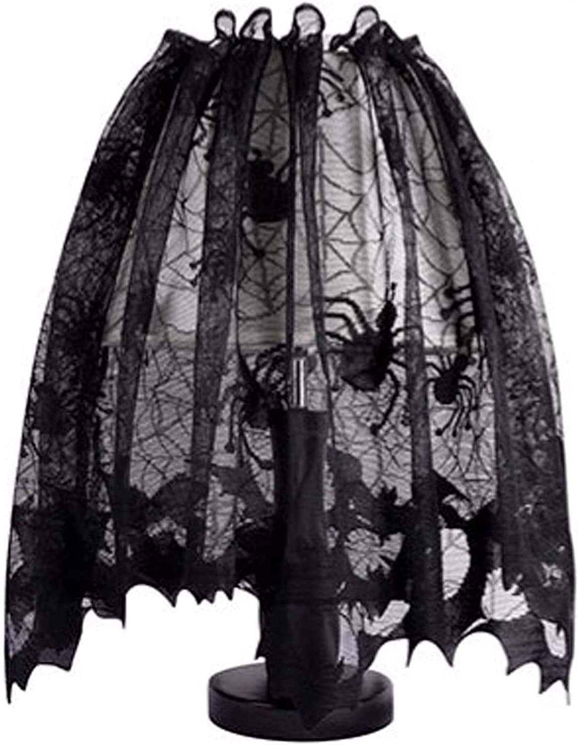 THESG-3pcs Halloween Decor Lamp Shade Cover, Black Lace Spider web ...