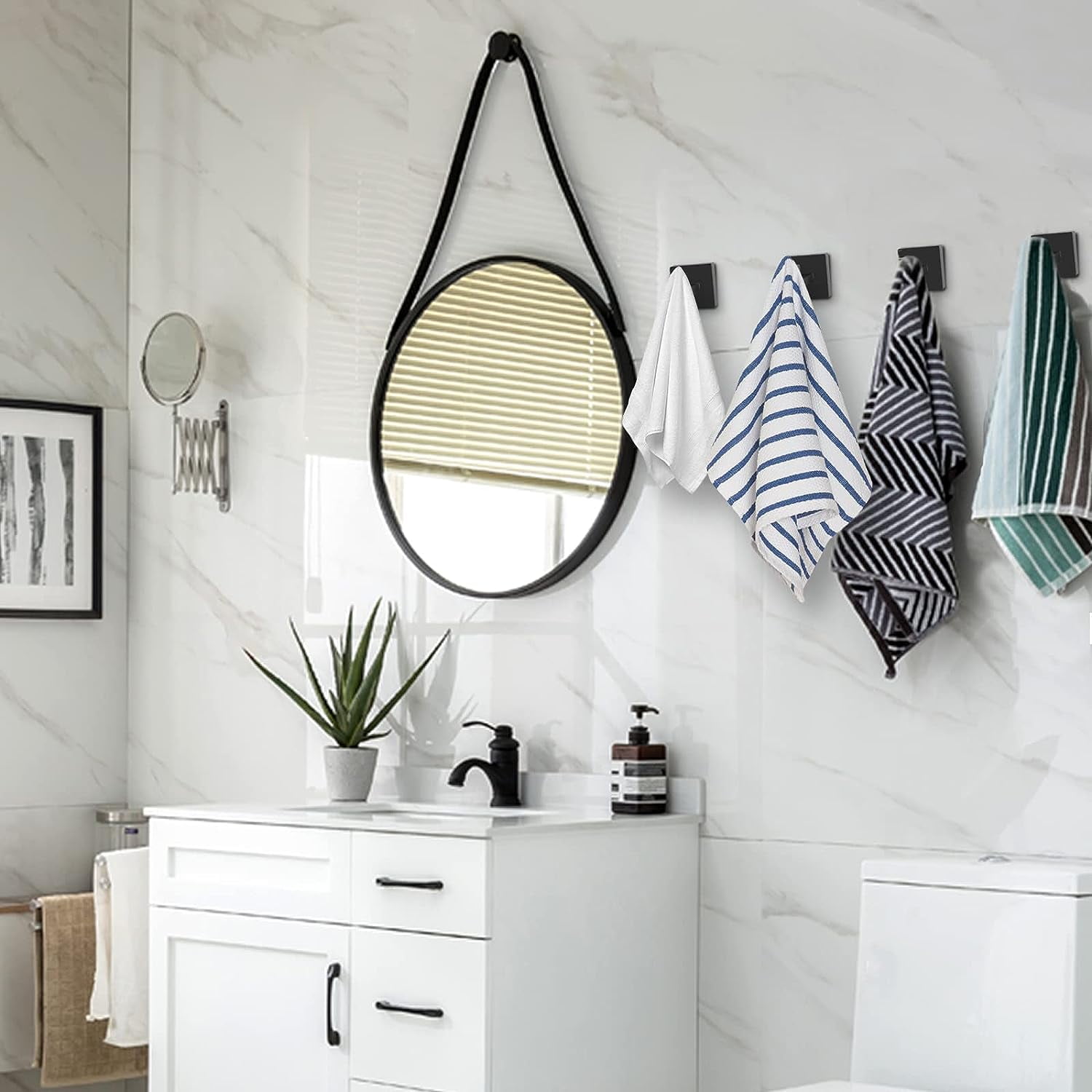 THESG-4 Pack Towel Hooks Hand Towel Holder for Bathroom Wall Livingroom ...