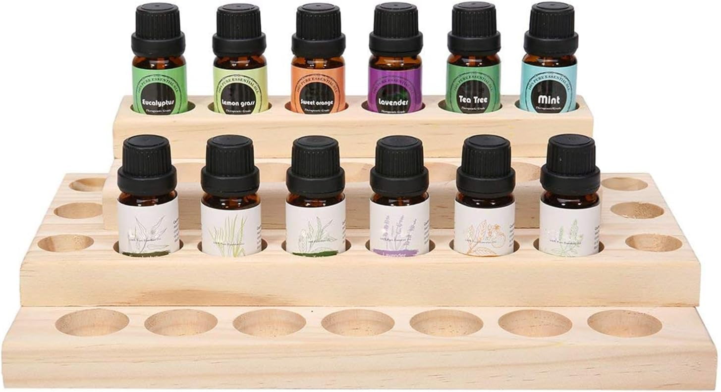 THESG-4-Tier Essential Oils Storage Rack, Wooden Essential Oils Nail ...