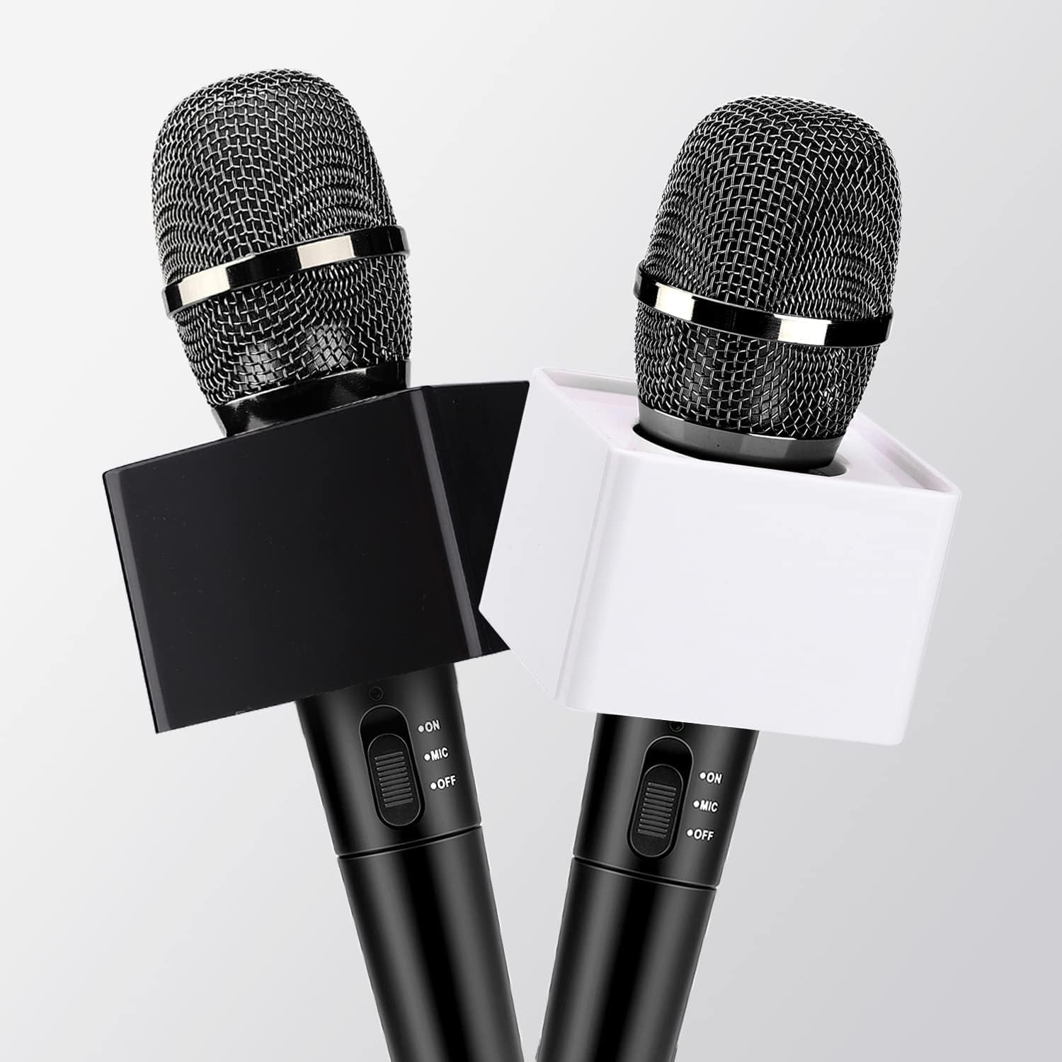 THESG-4PCS Black & White Microphone Flag Station, Portable Square Cube ...