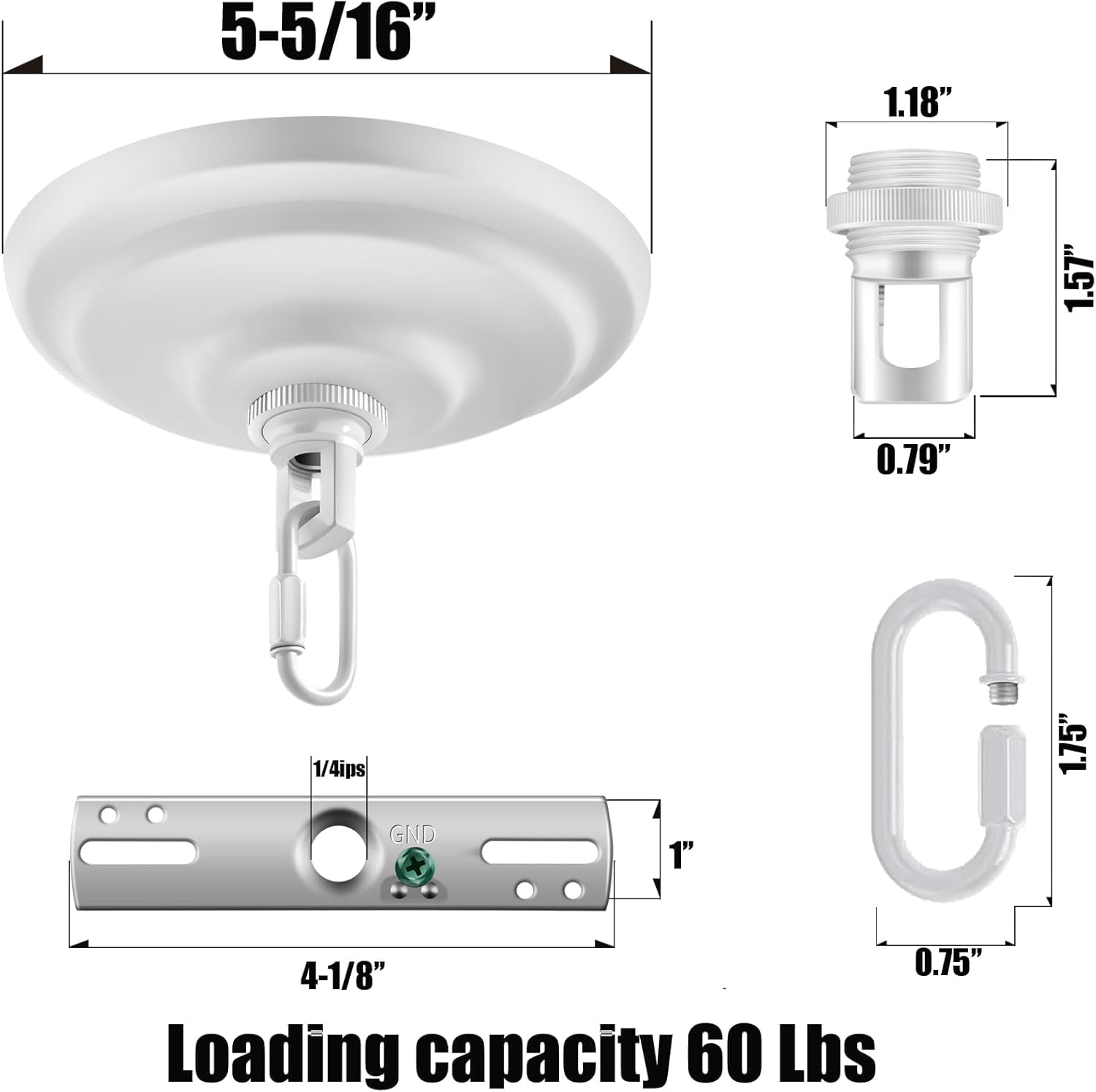 THESG-5-5/16 Inch Light Canopy Kit with Heavy Duty, Replacement Cover ...