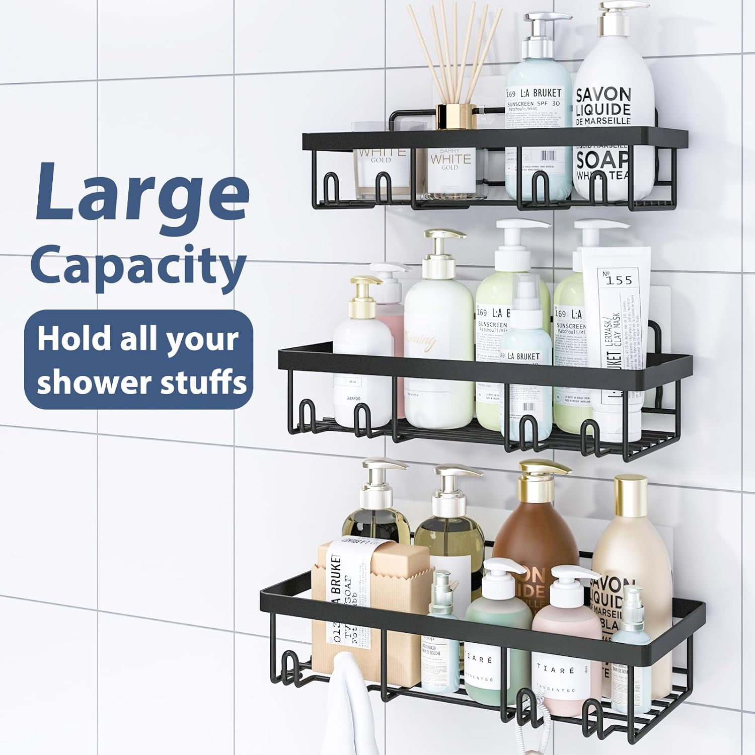 THESG-5 Pack Shower Caddy Organizer Rack Shelf for Inside Shower ...