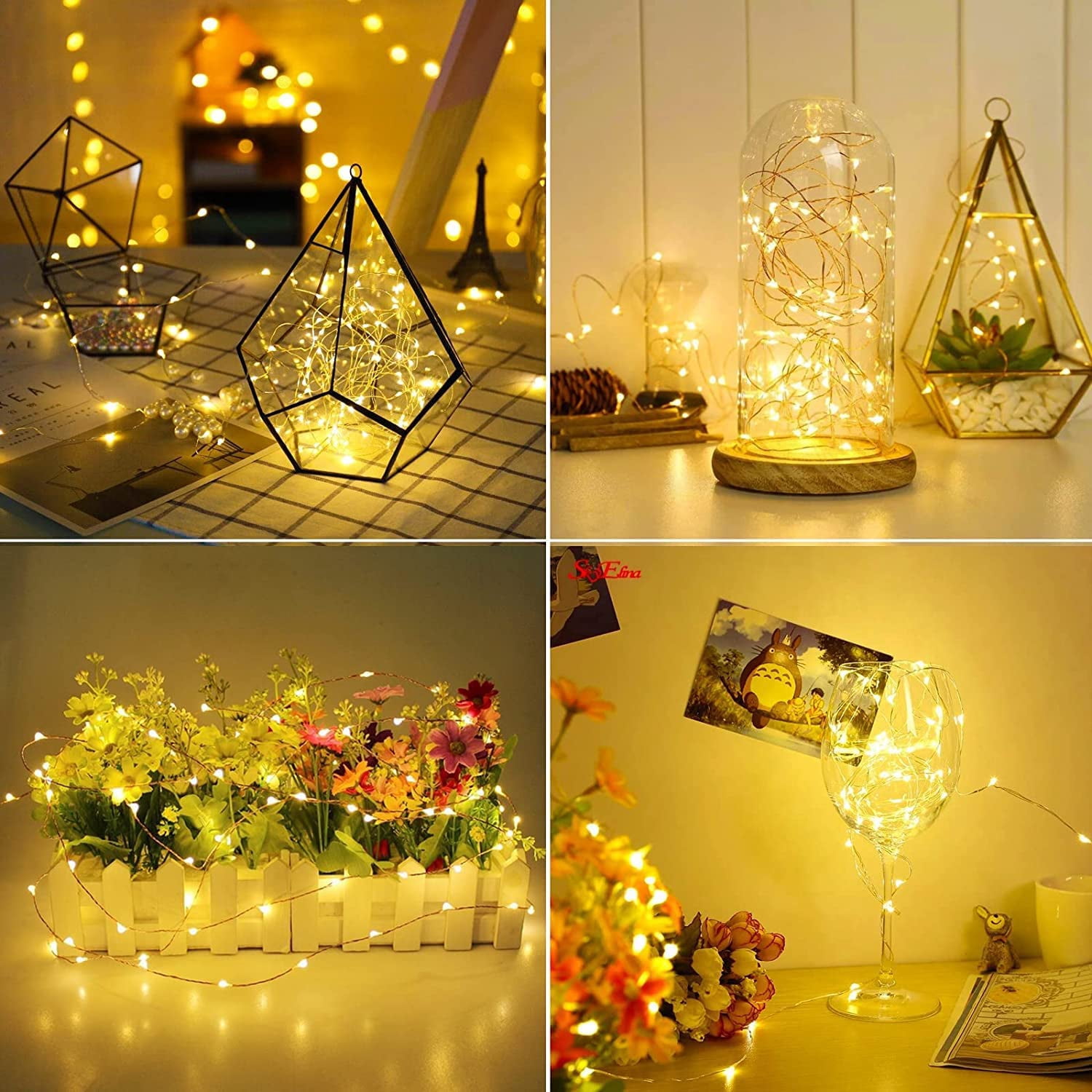 THESG-50 LED Fairy Lights with Timer,8.2Ft 8 Modes Battery Operated ...