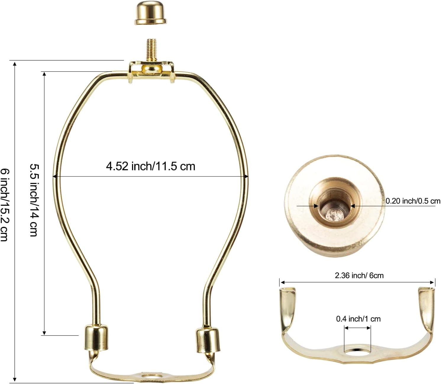 THESG-6 Inch Brass Lamp Harp Holder Kit Replacement with Finial and ...