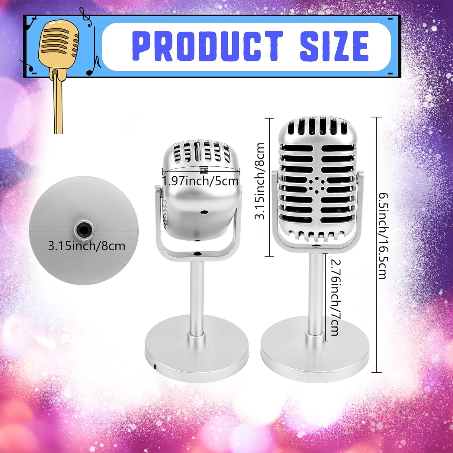 THESG-6 Pack Retro Style Microphone Prop Gold Fake Microphone Model ...
