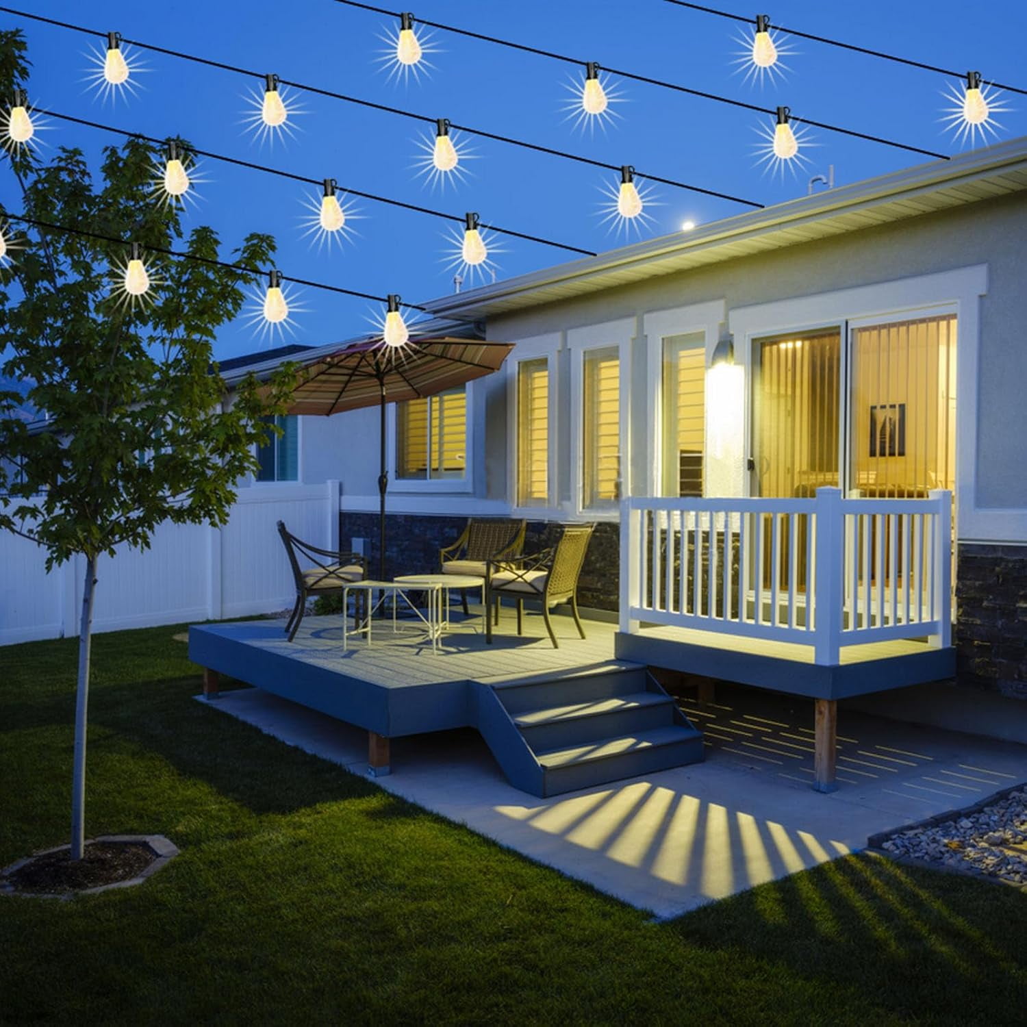 THESG-60FT Outdoor String Lights S11 LED Patio with 17 Plastic Bulbs(1 ...