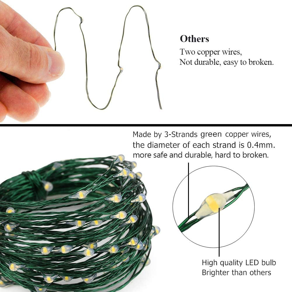 THESG-66ft/20m 200 LED Fairy String Lights Plug in, Waterproof Indoor ...