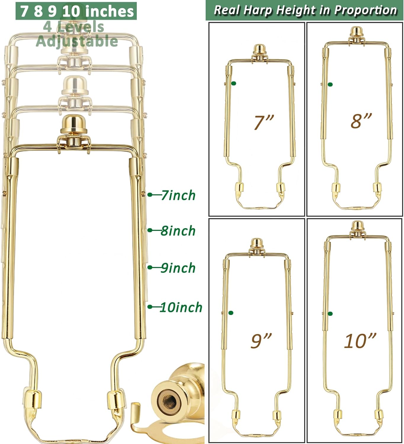 THESG-7 8 9 10 inch Lamp Shade Harp Holder,Adjustable Lamp Harp Kit,Fit ...