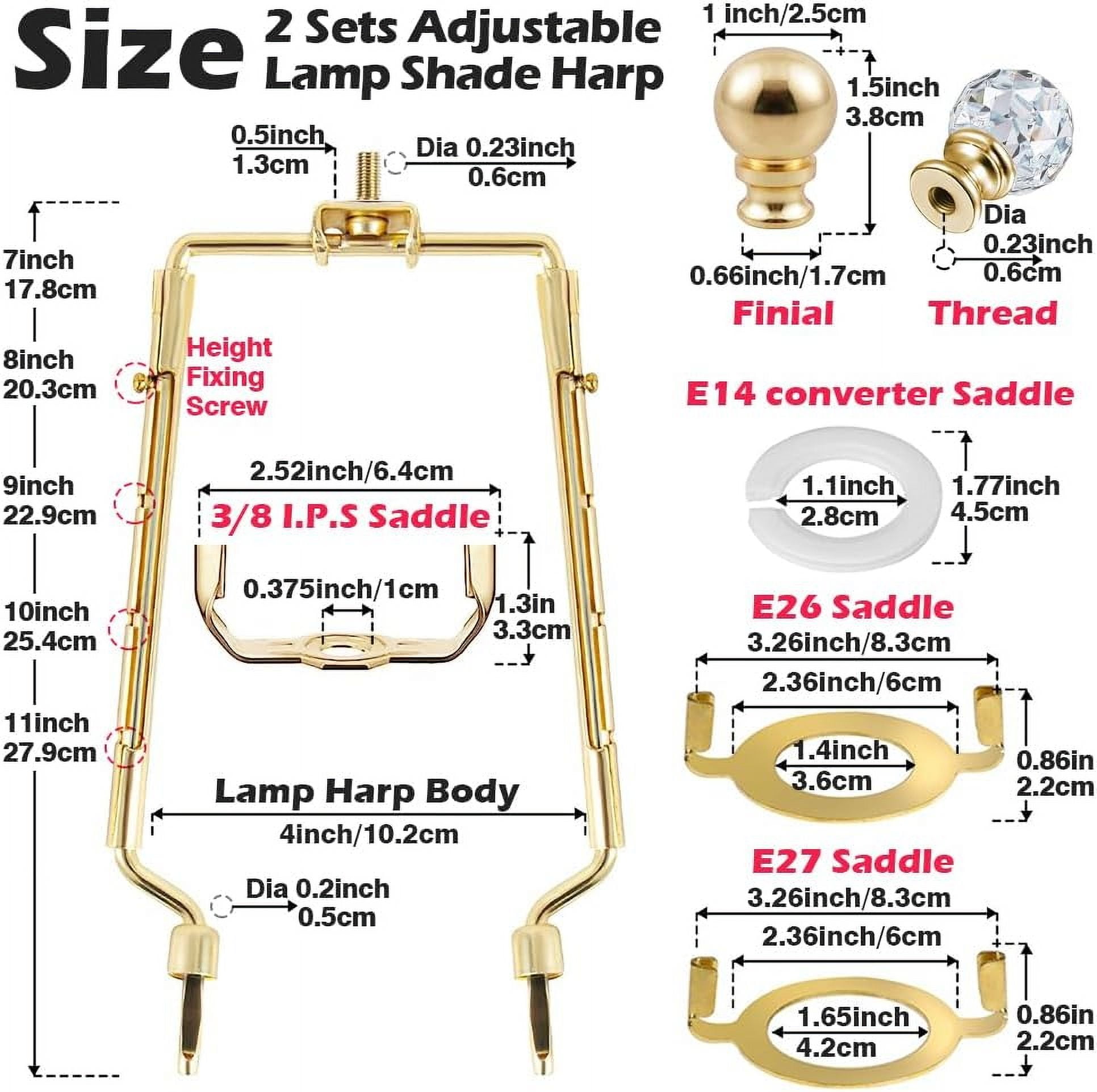 THESG-8 9 10 11 inch Gold Lamp Shade Harp Holder, 2 Set Adjustable ...