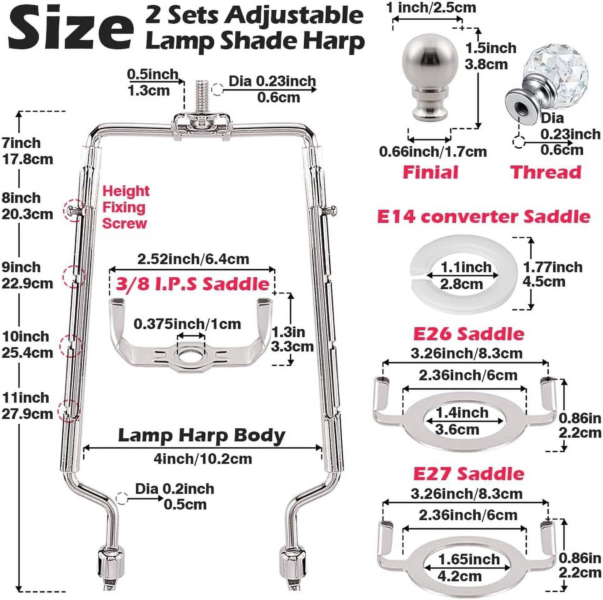 THESG-8 9 10 11 inch Nickel Lamp Shade Harp Holder, 2 Set Adjustable ...