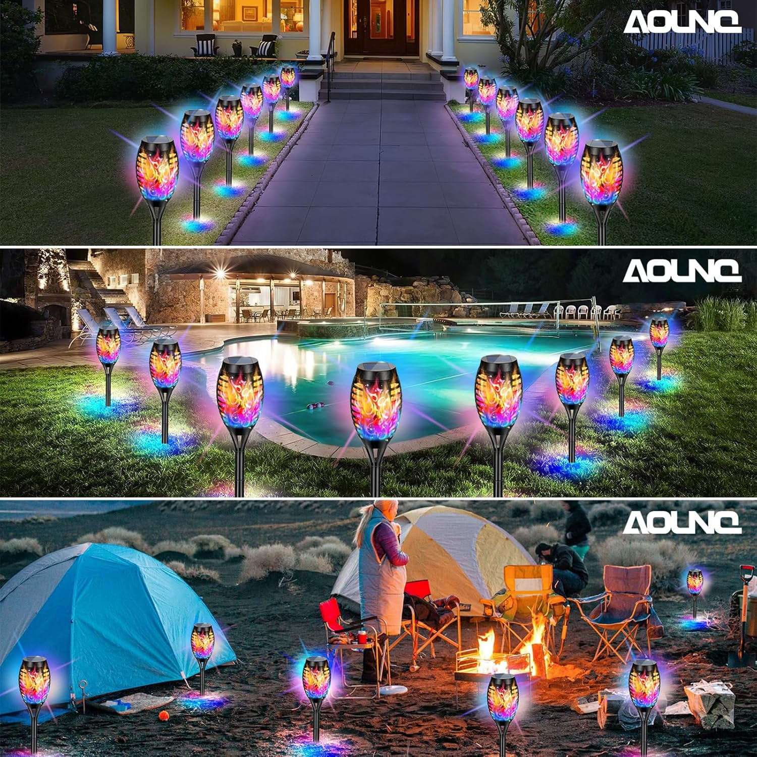THESG-8 Pack Solar Torch Lights Outdoor Waterproof - Multicolor ...