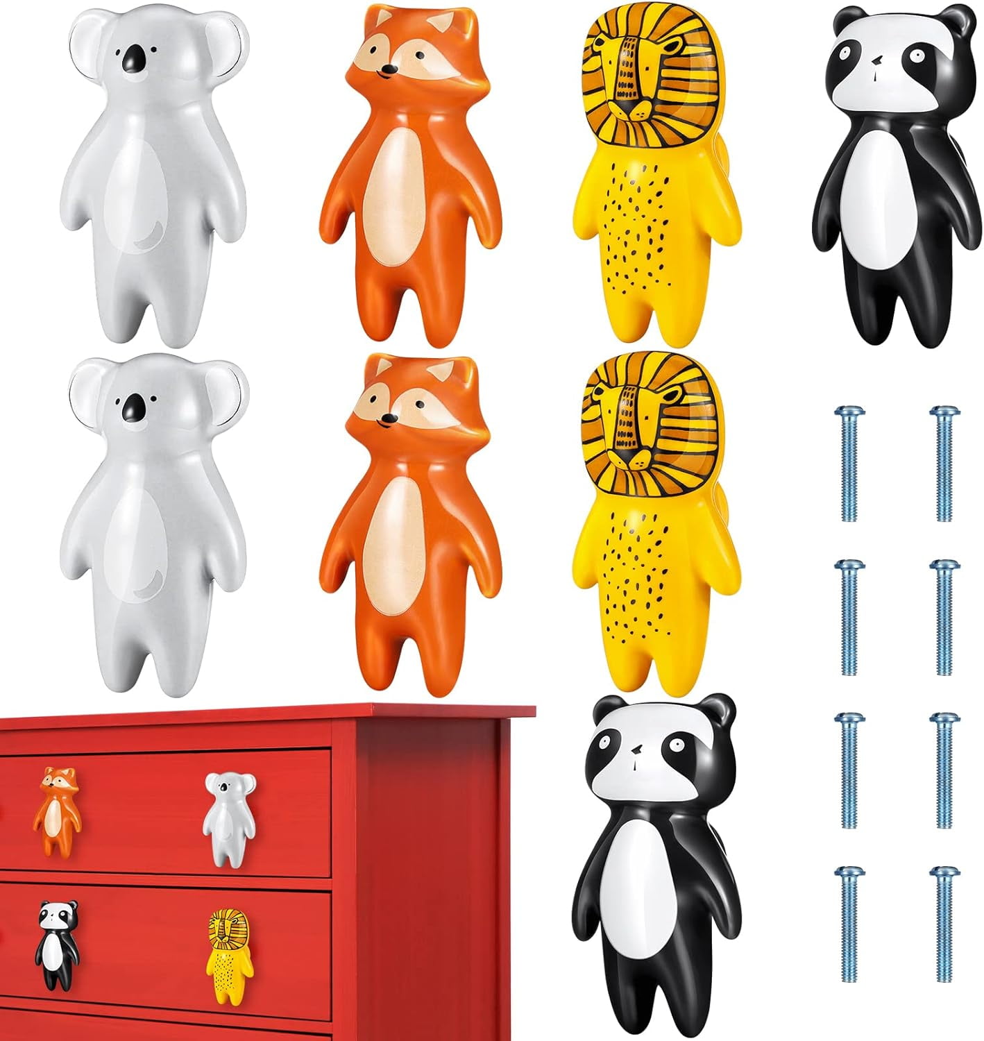 THESG-8 Pieces Cute Animal Knobs Kids Handles Ceramic Knobs Child ...