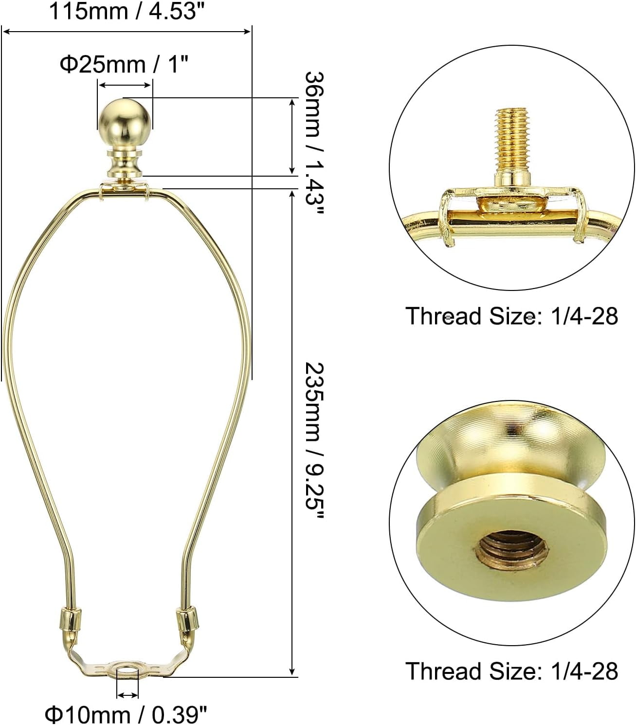 THESG-9.5 Inch Lamp Harp Kit with Finial, 1 Set Detachable Lamp Shade ...