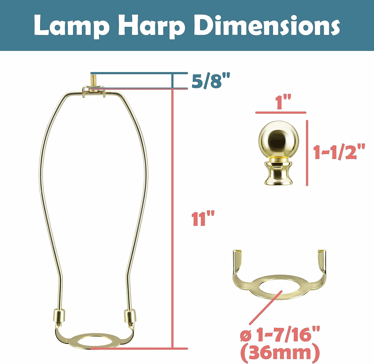 THESG-Aspen Creative 20042-12A, 11" Lamp Shade Harp Holder with E26 UNO ...