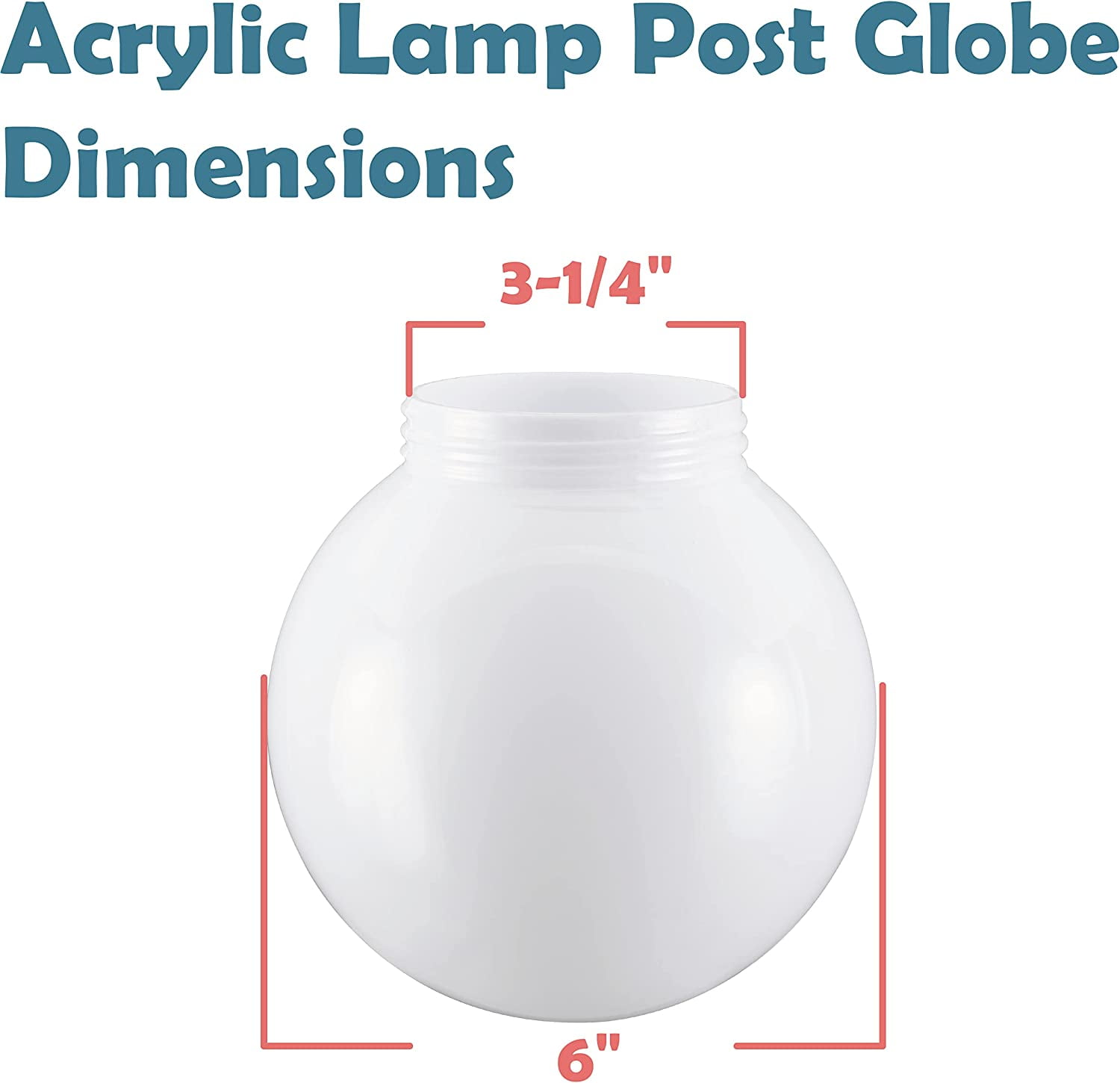 THESG-Aspen Creative 28001-21, 6" White Acrylic Replacement Lamp Post ...