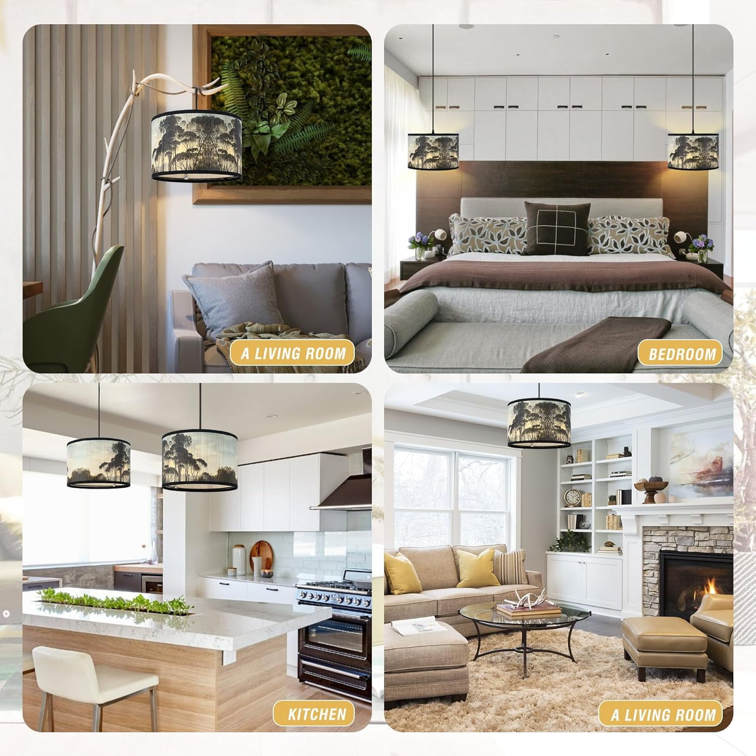 THESG-Bamboo Pendant Light,Hanging Lights with Plug in Cord （15ft ...