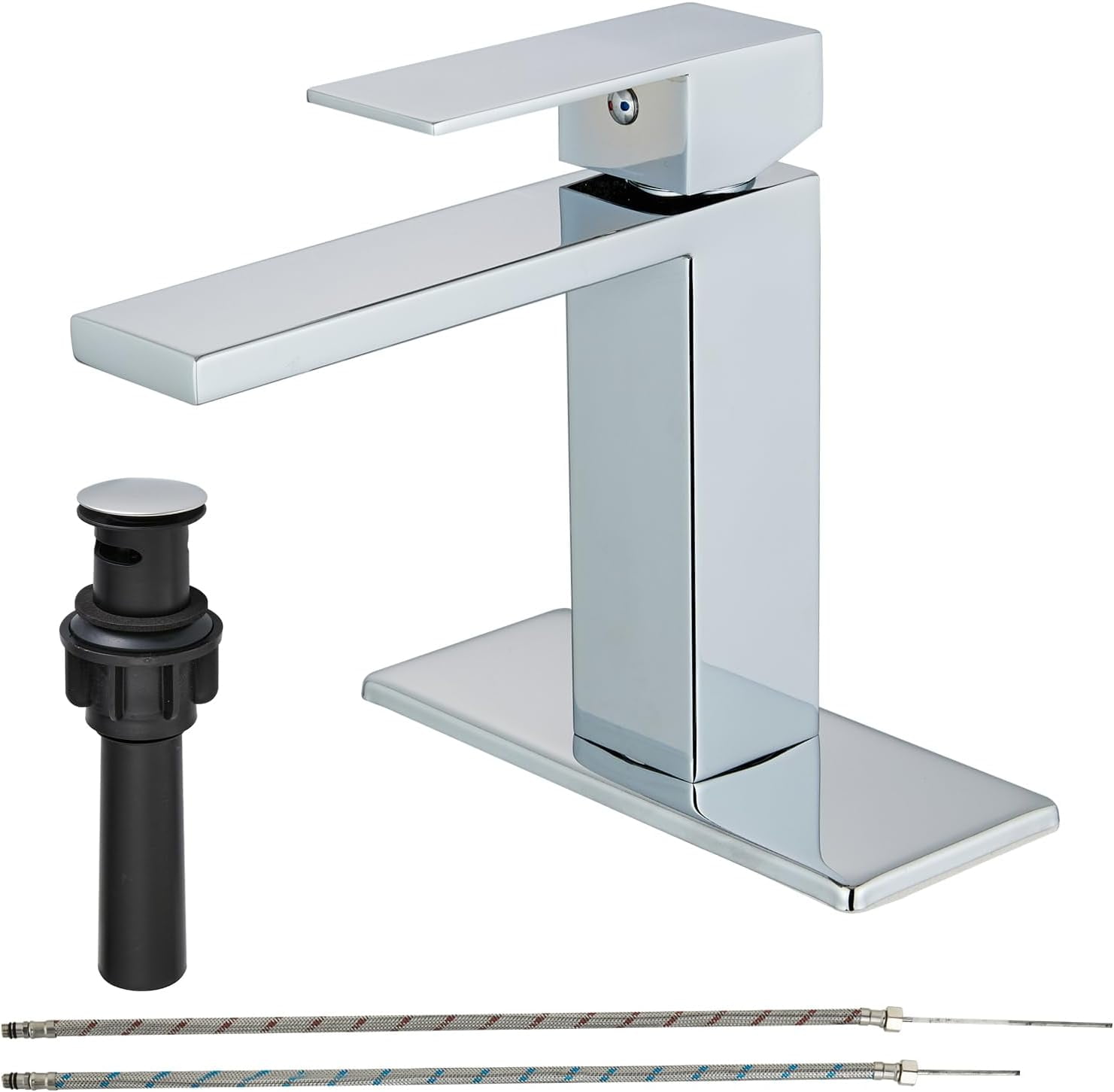 THESG-Bathroom Sink Faucet One Hole Waterfall Chrome Bath Vanity Single ...