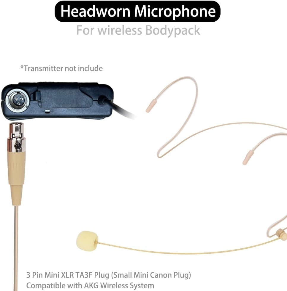 THESG-Beige Microphone Headworn Earset Over Ear Hanging Mic Low Profile ...