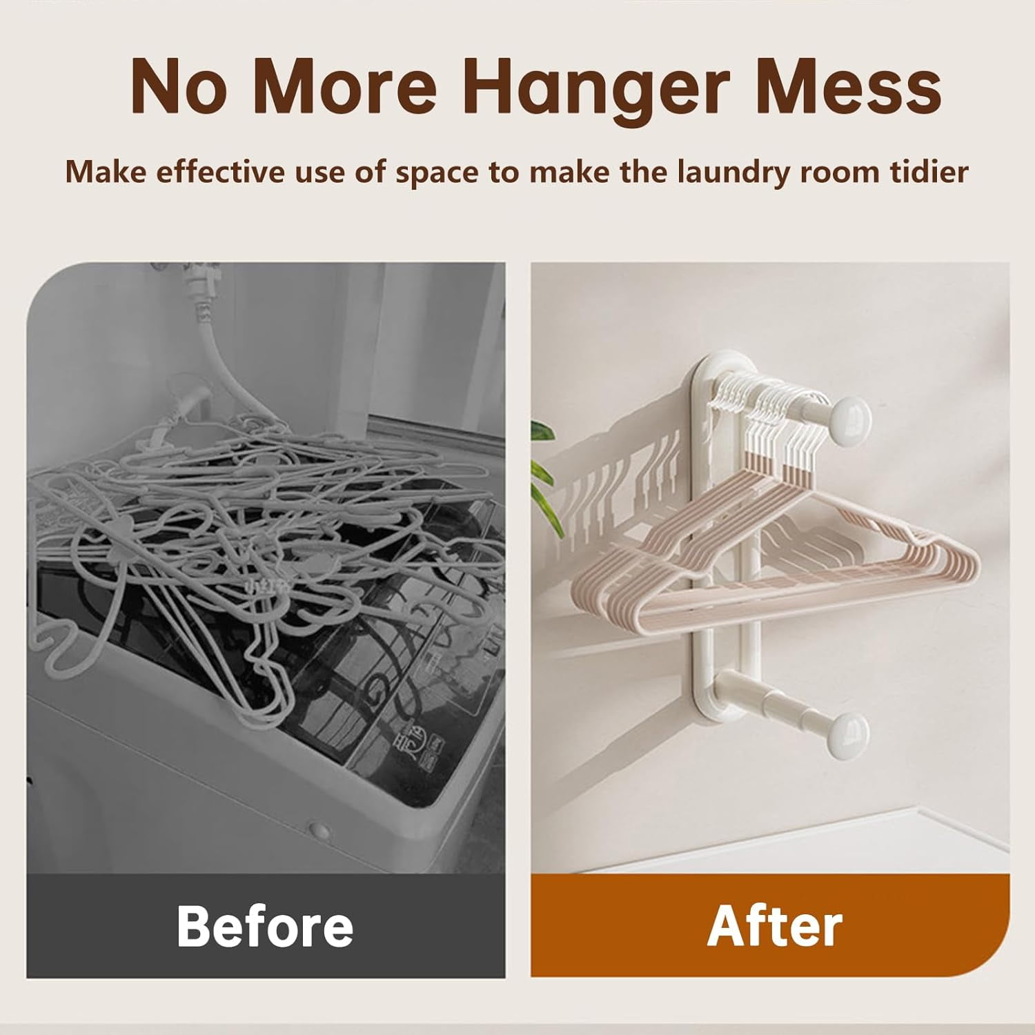 THESG-Bilayer Hanger Organizer,Holds 60 Hangers,Wall-Mounted ...