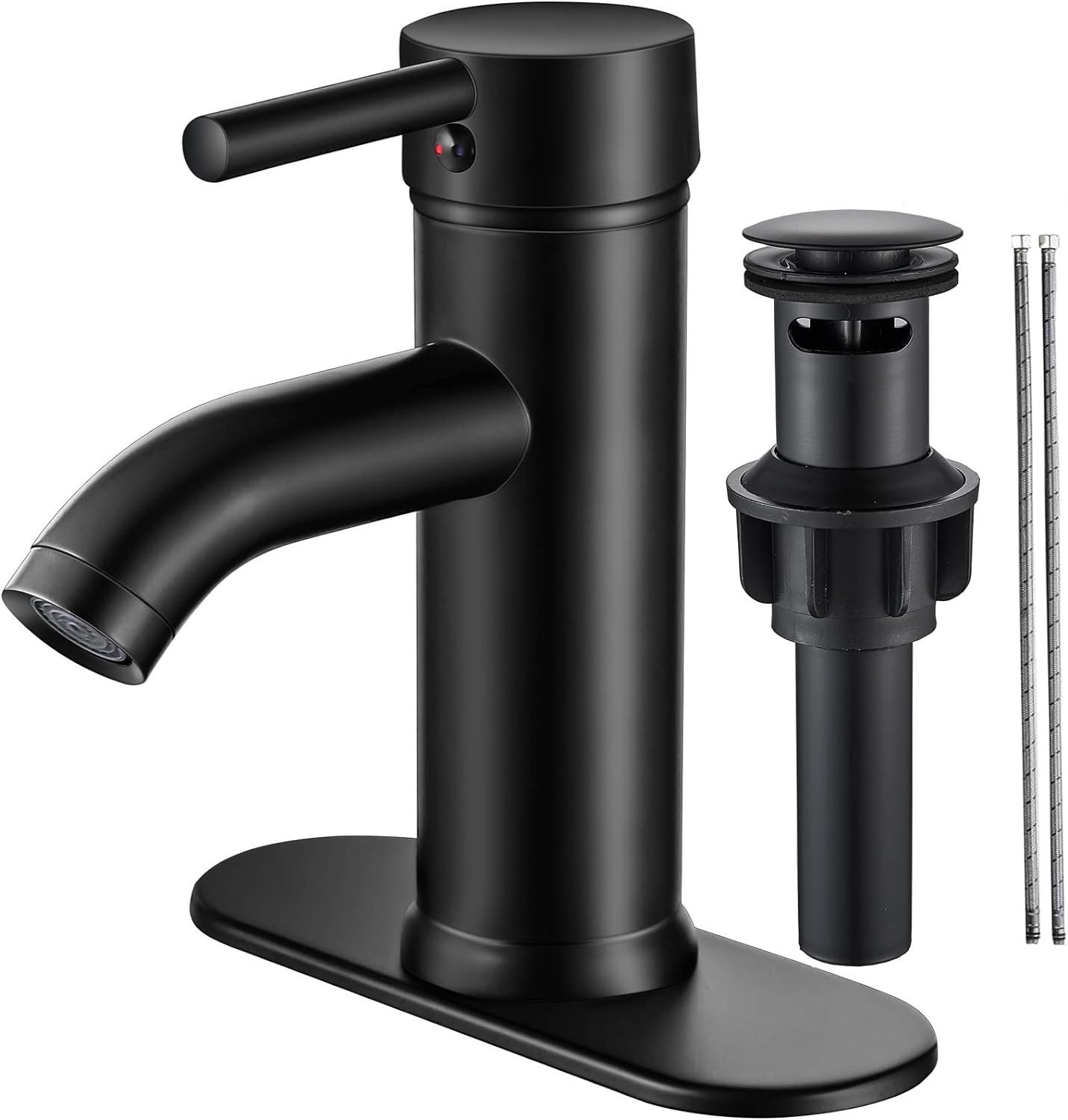 THESG-Black Bathroom Faucet Single Hole Bathroom Sink Faucet Matte ...