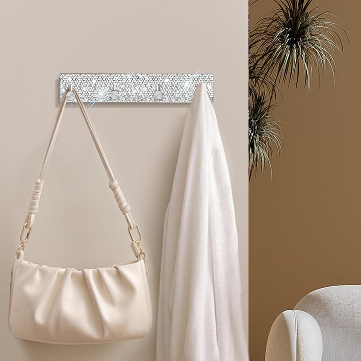 THESG-Bling Key Holder for Wall Decorative, Adhesive Stainless Steel ...