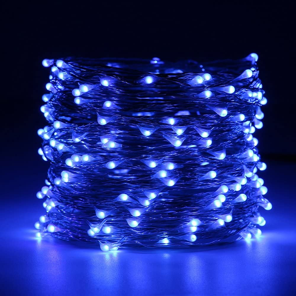 THESG-Blue Fairy Lights Plug in, 66ft 200 LED Starry String Dimmable ...