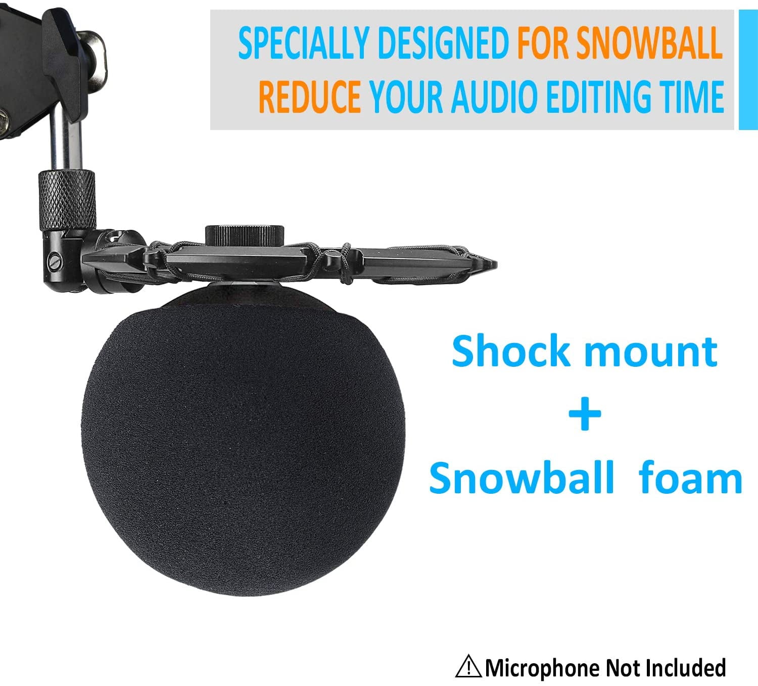 THESG-Blue Snowball Shock Mount with Pop Filter Matching Mic Boom Arm ...
