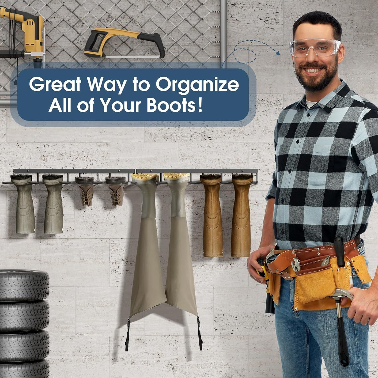 THESG-Boot Rack, Wader Hangers for wall, Metal Wall Mounted Shoe Racks ...