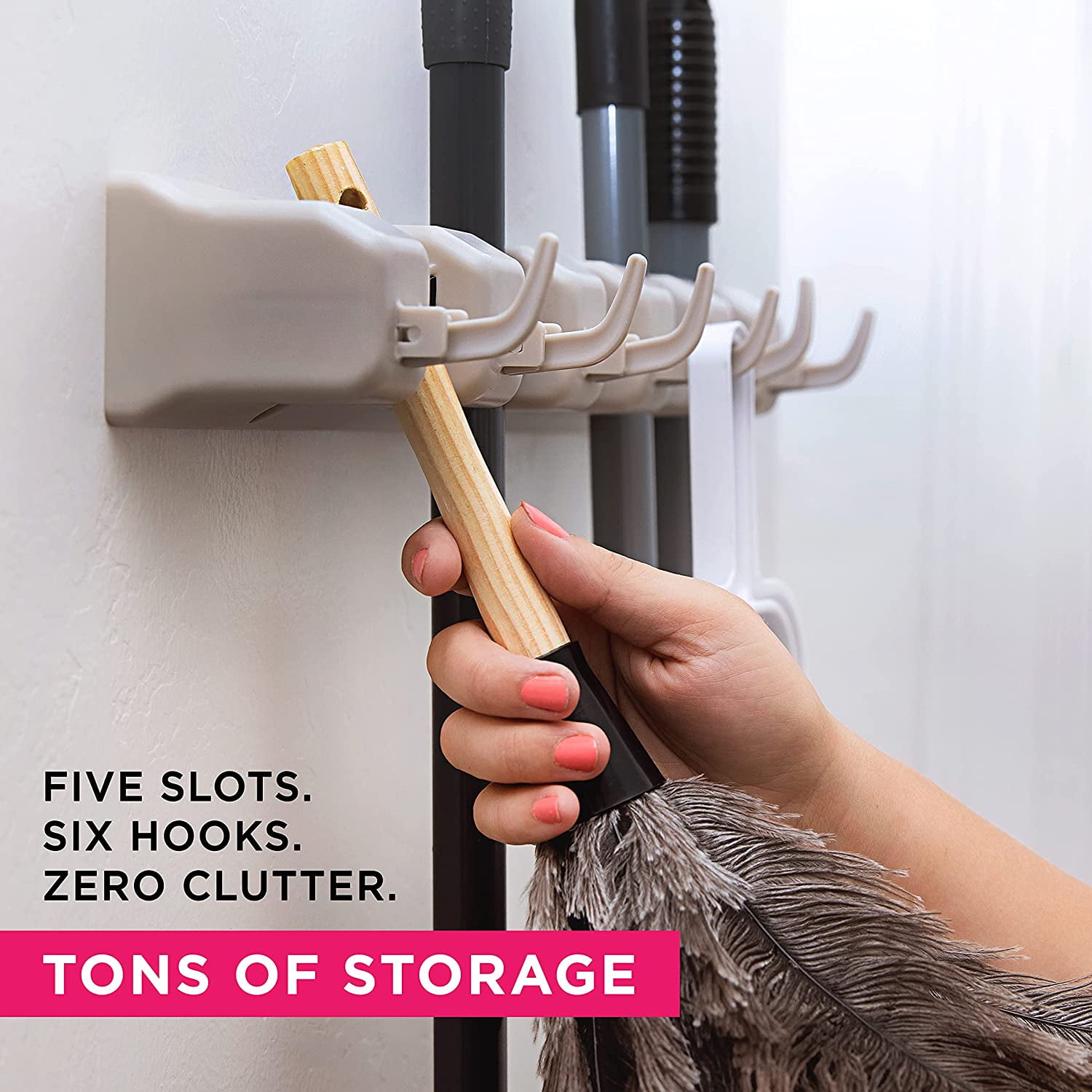 THESG-Broom Holder Wall Mount and Garden Tool Organizer, Closet Storage ...