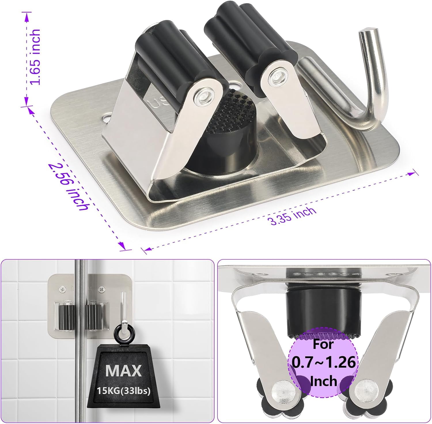 THESG-Broom Holder Wall Mount Screw Drilling, Sturdy Heavy Duty ...