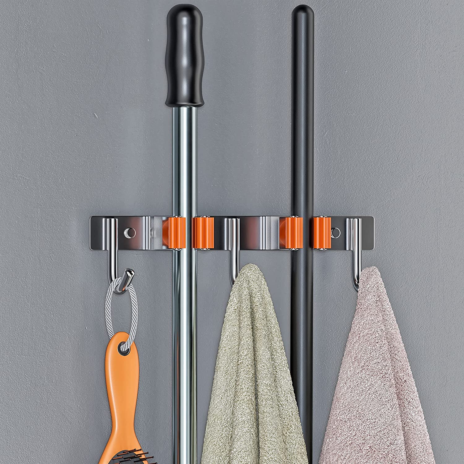 THESG-Broom and Mop Holder Wall Mounted - Heavy Duty SUS304 Stainless ...