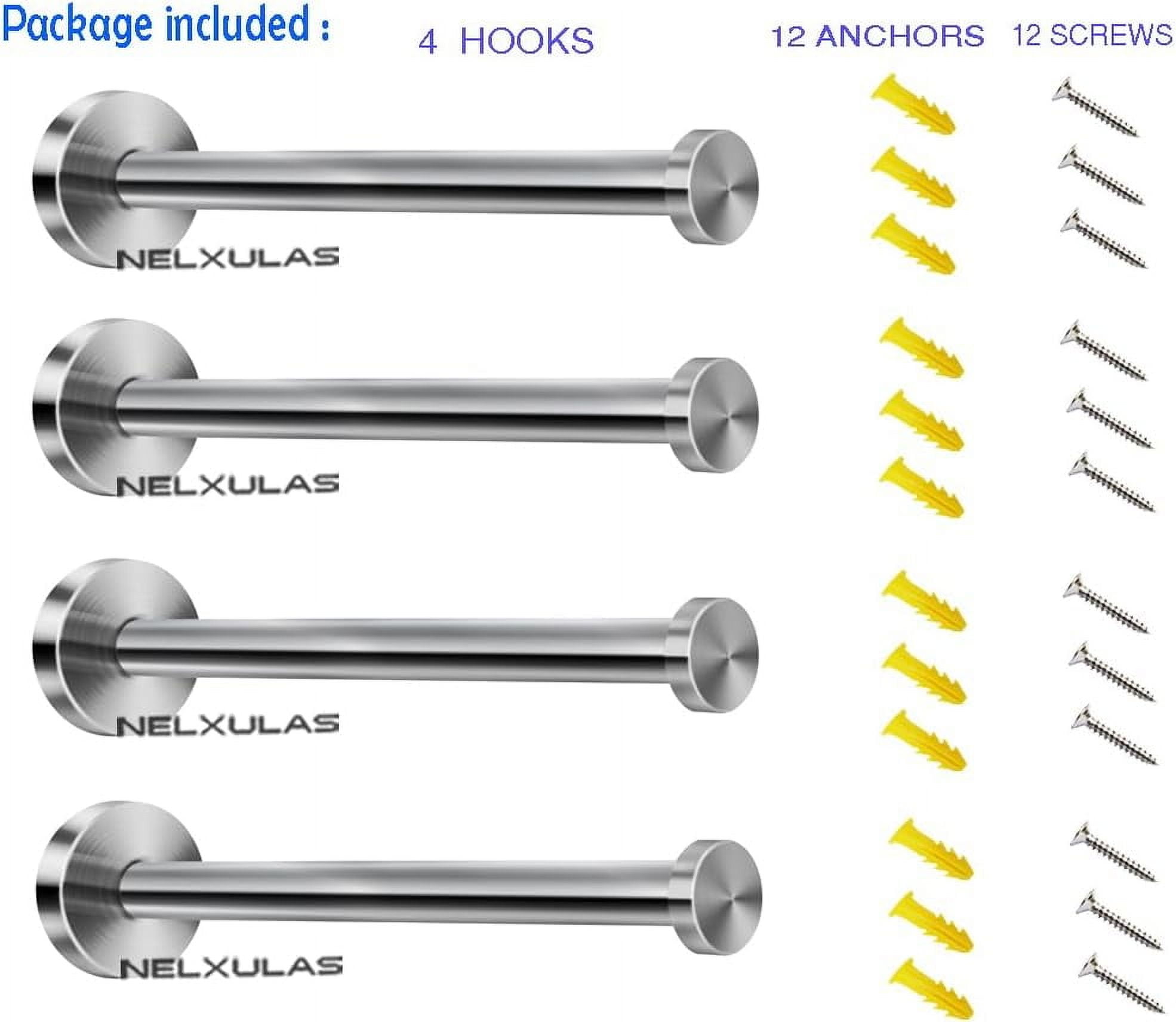 THESG-Brushed Stainless Steel Bath Towel Hooks Single Super Heavy Duty ...