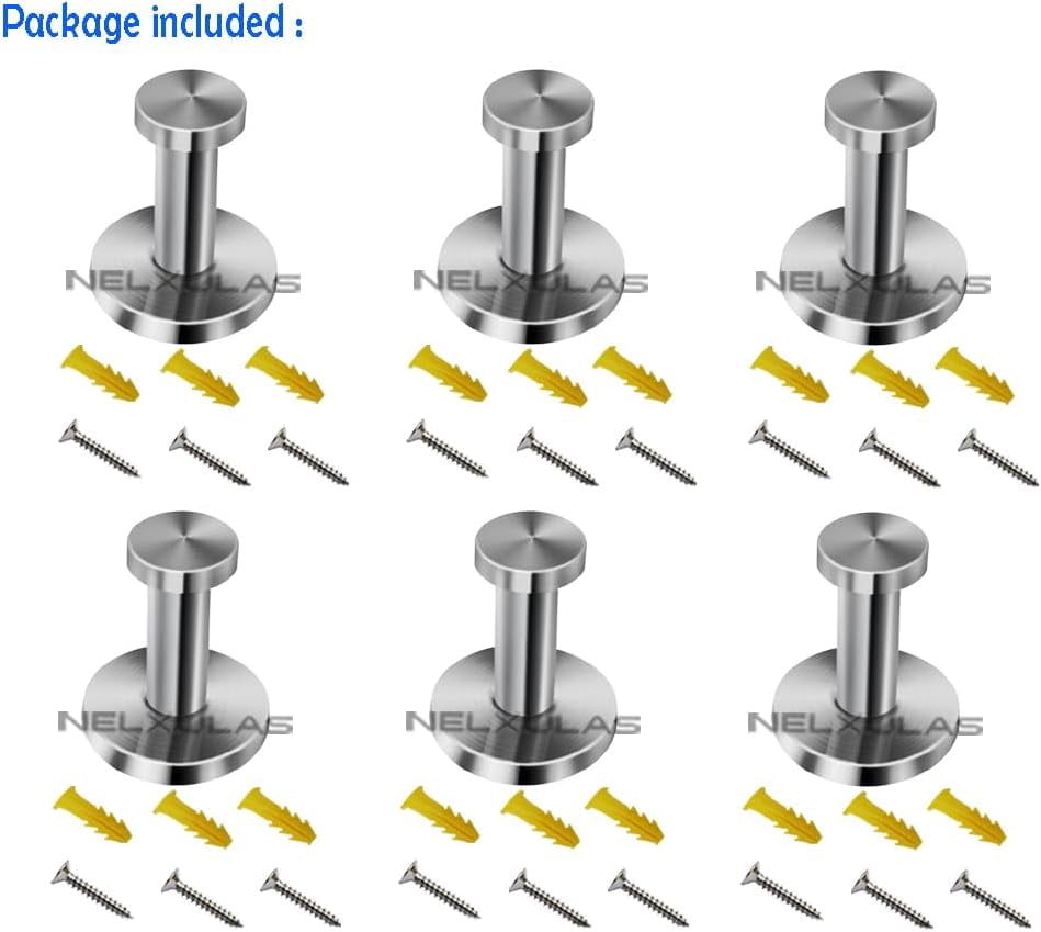 THESG-Brushed Stainless Steel Short Bath Towel Hooks Single Super Heavy ...