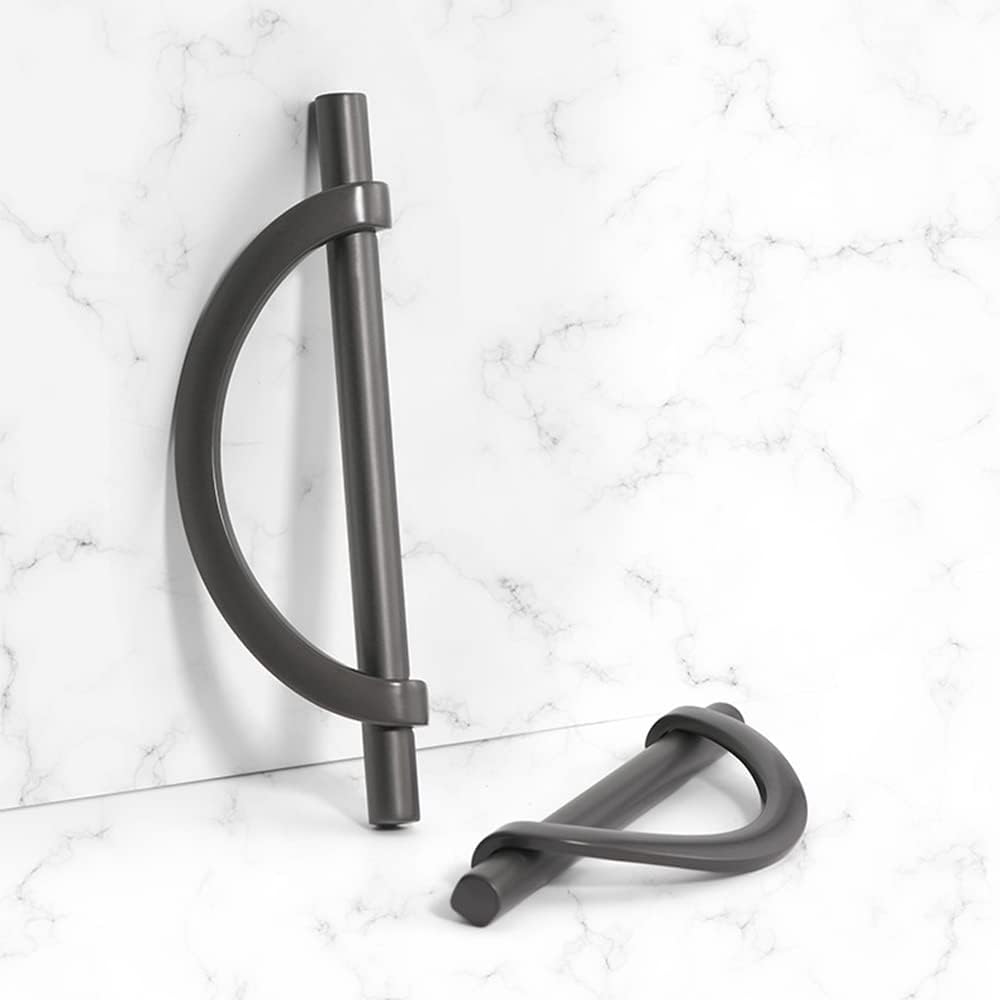 THESG-Cabinet Handles Drawer Pulls Dark Grey, Half Moon Shape Cabinet ...