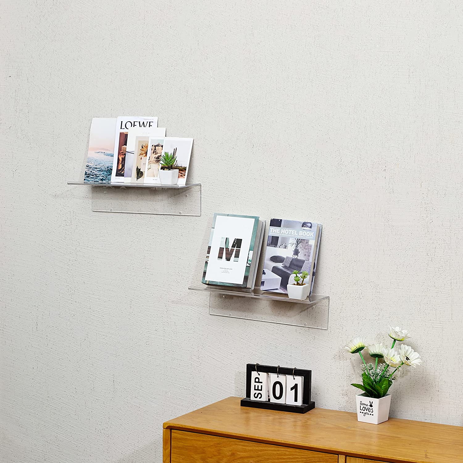 THESG-Clear Floating Shelves Display Ledge,2 PCS Decorative Wall ...