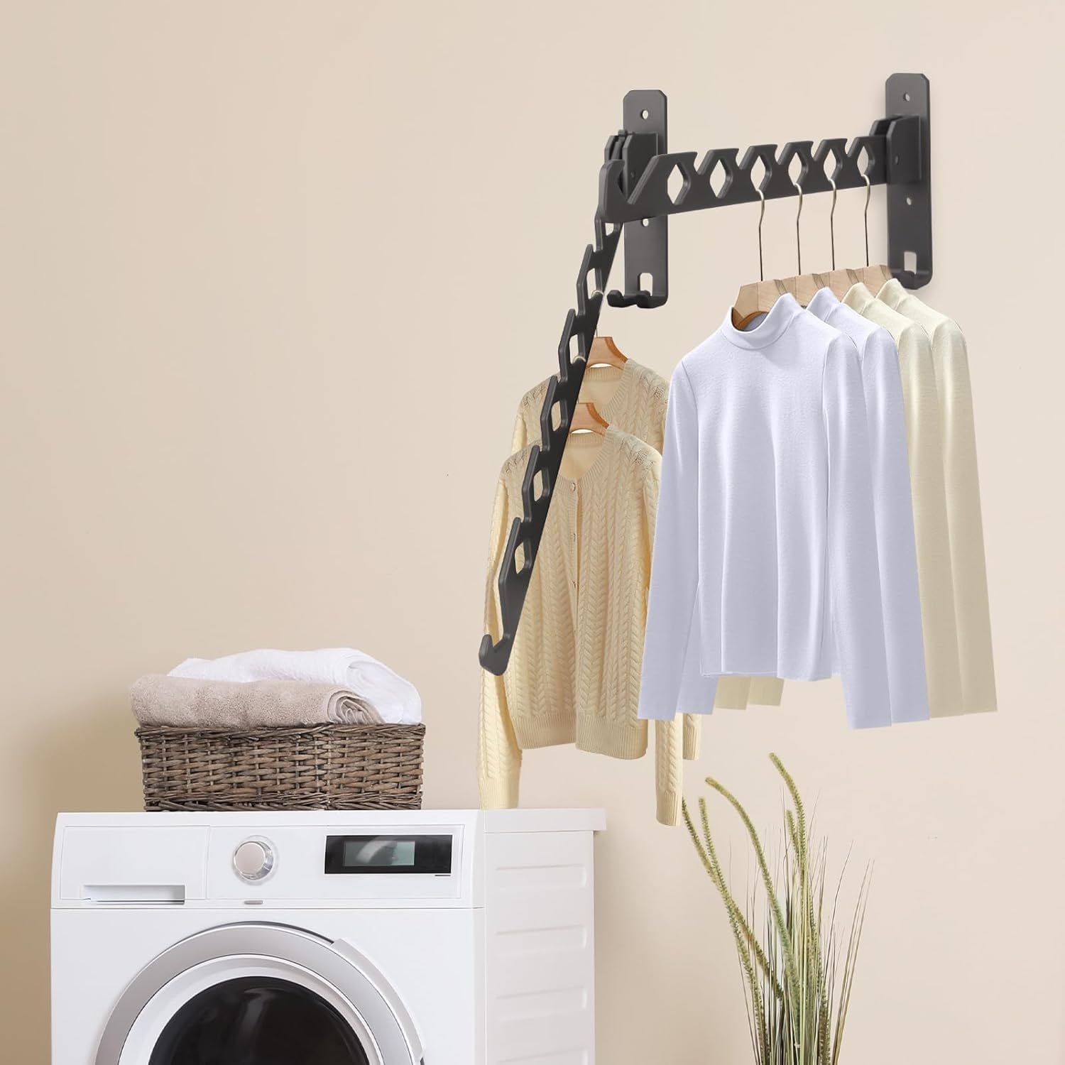 THESG-Clothes Drying Rack Wall Mounted Foldable, Wall Mounted Clothes ...