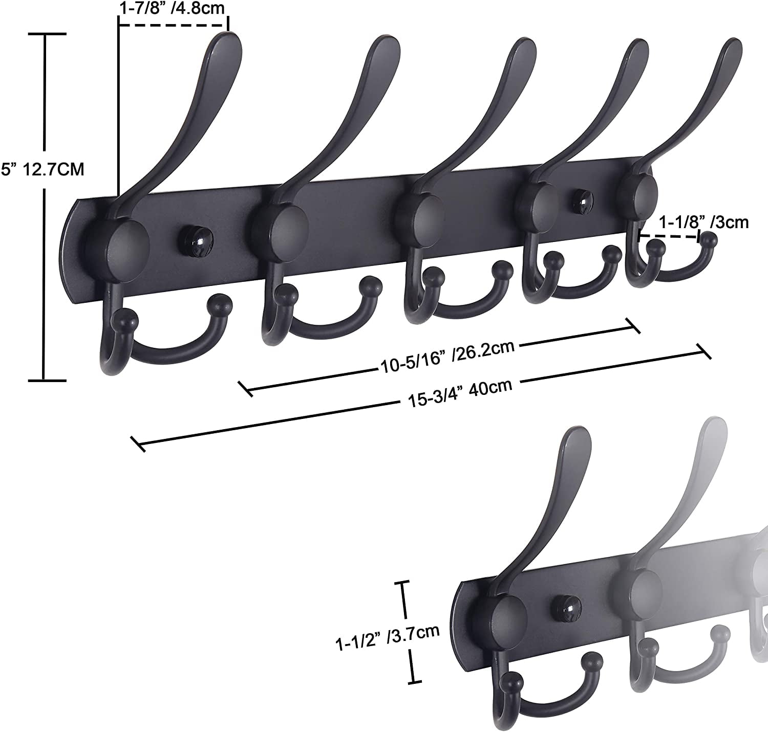 THESG-Coat Rack Wall Mounted - 5 Tri Hooks, Heavy Duty, Stainless Steel ...