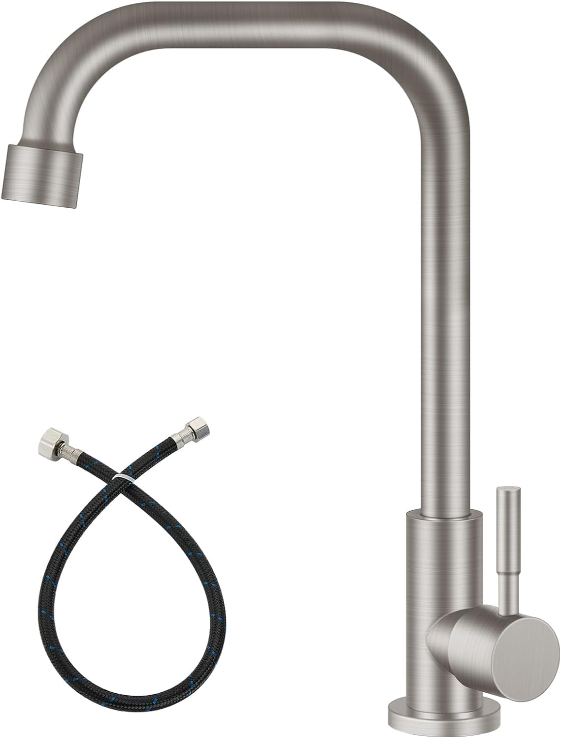 THESG-Cold Only Water Kitchen Faucet Brushed Nickel Single Lever Handle ...