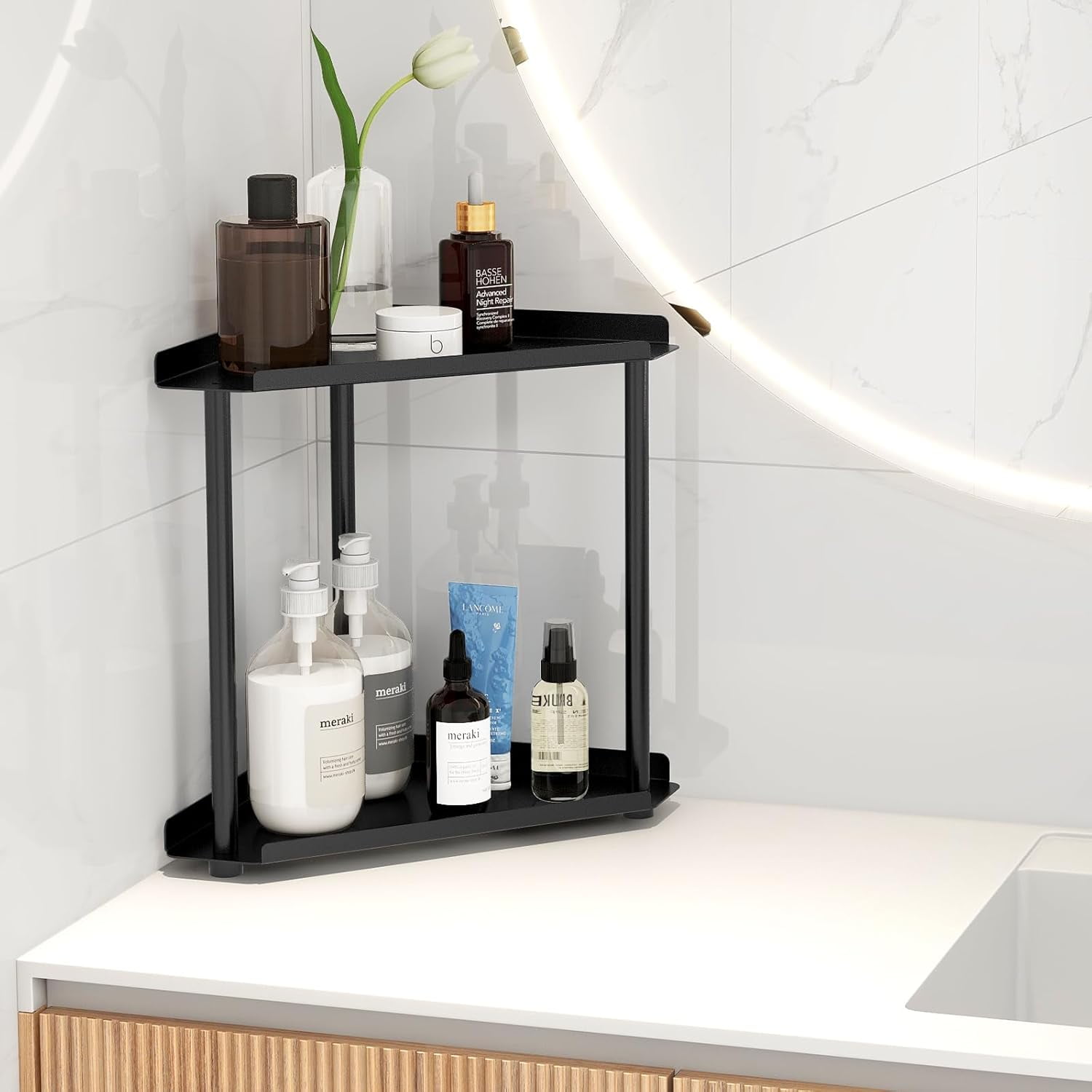 THESG-Corner Bathroom Counter Organizer, 2 Tier Countertop Corner Shelf ...